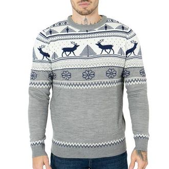 Noroze Homme Joyeux noël Fermeture éclair factice Style Nordique Renne Élan Cerf Entonnoir Ras du Cou De fête Pull de Noël Pullover Chandail (M, Crème)