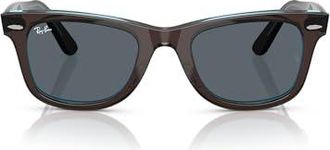 Ray-Ban Lunettes de soleil Wayfarer Square Original RB2140, marron sur bleu transparent/bleu, 50 mm