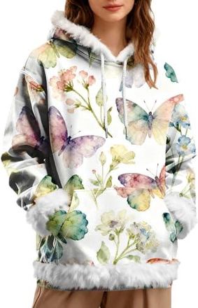 Generic Sweat à capuche surdimensionné de Noël pour homme et femme - Bordure unie - Manches longues - Avec poches - Pull de Noël 2025 pour femme - Moelleux, P