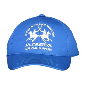 La Martina Homme, Accessoires, Bleu, Taille: ONE Size Casquette Visi&egrave;re en Coton Brod&eacute;