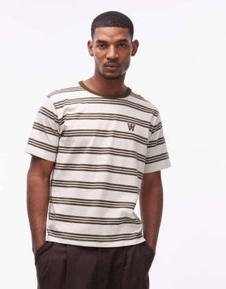 Wood Wood Double A By Wood Wood - Easton - T-shirt &agrave; rayures - Beige-Multicolore