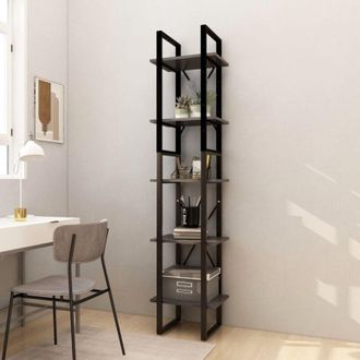 vidaXL Vidaxl - B&uuml;cherregal 5 F&auml;cher Grau 40x30x175 cm Massivholz Kiefer