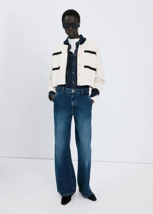 Mango Veste maille liser&eacute;s contrastants &eacute;cru - Femme - XS - MANGO