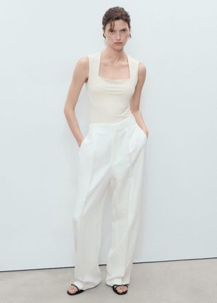 Mango Tailliertes Top mit breiten Tr&auml;gern cremewei&szlig; - Damen - S - MANGO