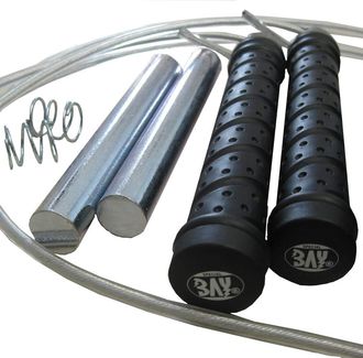 Bay Stahl-Springseil Grip All 320 mit 2X Zusatzgewichten f&uuml;r Griffe, L&auml;ngenverstellbar, Stahlseele 0,7 cm, High Speed Drehlager, 3,20 Meter