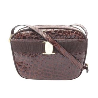 Ferragamo Pre-owned Vara Ribbon Schultertasche mit Krokopr&auml;gung - - Pre-owned - Damen - Braun - ONE SIZE
