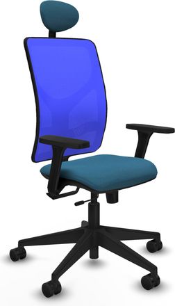 Piqueras y Crespo &Uuml;berwachungsstuhl mit 3D-Armen, h&ouml;henverstellbarer Lendenwirbelst&uuml;tze und festem Kopfteil, ausgestattet mit Syncro/Traslack und Schneideschaum, Blau/P