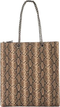 Manila Grace Python Print Tote Bag with Chain - - Bags - Damen - Braun - ONE SIZE
