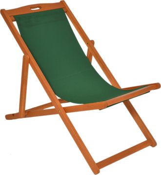 Generic Rattanland | Liegestuhl Holz Premium Viking Strandliege, Gartenliege, Balkonliege aus Buchenholz in h&ouml;chster Qualit&auml;t (gr&uuml;n 109,5 x 54,6 x 64-84 cm)
