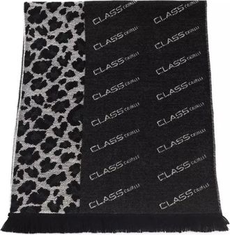 Cavalli Homme, Accessoires, Noir, Taille: ONE Size &Eacute;charpe en Laine Animalier Noire