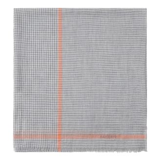 Davidoff PARIS Herren Schal Grau/Orange - eleganter Schal aus 100% Wolle - leichter Wollschal mit Clous de PARIS Muster und Akzenten Orange