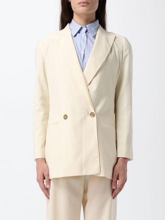 Max Mara Blazer crois&eacute; en pure laine avec revers en pointe
