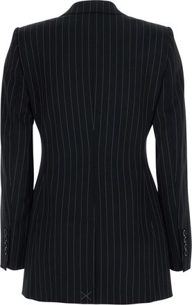 Dolce & Gabbana Womens Blazer Striped Wool Black Blazers Jacket