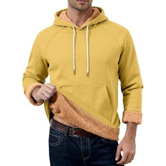Generic Sweat &agrave; capuche pour homme - Cordon de serrage - T-shirt &agrave; manches longues - Couleur unie - Sweat &agrave; capuche doubl&eacute; - Confortable - Pull en polaire d&eacute;c