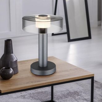 Globo Lighting Lampe de table, lampe dappoint, lampe de chevet led, lampe de chambre, aluminium gris h 31cm