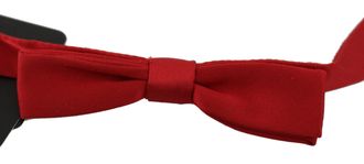 Dolce & Gabbana Mens Red Silk Slim Adjustable Neck Papillon Bow Tie