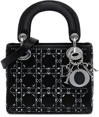 Dior Hobo Bags - Mini Satin Cannage Strass Crystal Embellished Lady - Gr. unisize - in Schwarz - für Damen