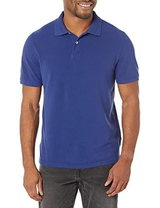 Amazon Essentials Polo en Coton Piqué Coupe Ajustée Homme, Bleu Marine, M