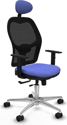 Piqueras y Crespo B&uuml;rostuhl mit 1D-Armen, h&ouml;henverstellbarer Lendenwirbelst&uuml;tze und festem Kopfteil, ausgestattet mit Syncro/Traslack und injiziertem Schaumstoff, Schwa