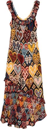 Farm Rio Maxikleid mit Ikat-Muster mit Herzen - Rot