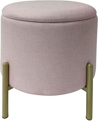 Echtwerk Pouf Logan, avec Espace de Rangement, Couvercle Amovible, Coffre de Rangement Rond, avec Pieds en Bois, adapt&eacute; &agrave; la Chambre et au Salon, 40 x 40 x 40 
