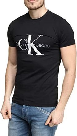 Calvin Klein Jeans T-Shirt Homme Manches Courtes Core Monologo Slim, Noir (Ck Black), XXL
