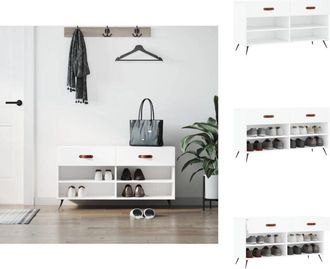 vidaXL Schuhbank Weiß 102x35x55 cm Holzwerkstoff - Schuhschrank - Schuhbank - Garderobe - Einbauschrank - Stauraum