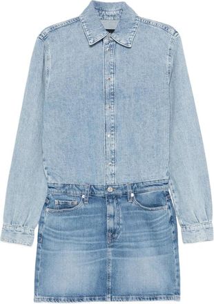 7 For All Mankind Faded-effect Long-sleeve Dress