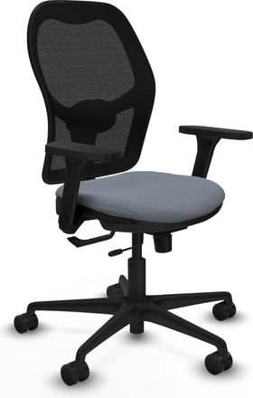 Piqueras y Crespo Drehstuhl mit 3D-Armen, h&ouml;henverstellbare Lendenwirbelst&uuml;tze, ausgestattet mit Syncro/Traslack und Schaumstoff, Schwarz/Grau