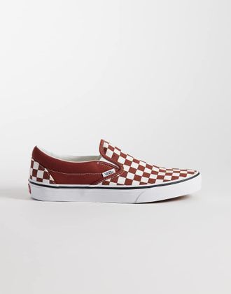Vans Sneaker zum Hineinschl&uuml;pfen mit Schachbrettmuster in Braun-Brown