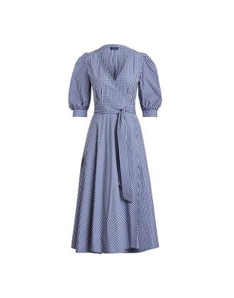 Ralph Lauren COTTON GINGHAM WRAP DRESS