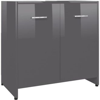 vidaXL Armoire de salle de bain Gris brillant 60x33x61 cm Agglom&eacute;r&eacute; vidaXL