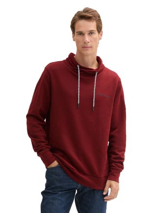 Tom Tailor Herren Sweatshirt mit hohem Kragen, 37076 - Burgundy Navy Grindle, M