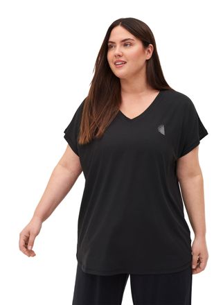 Zizzi Active by Große Größen Damen T-Shirt mit V-Ausschnitt Gr Gr XXL Black - Plus Size Damen Kleidung