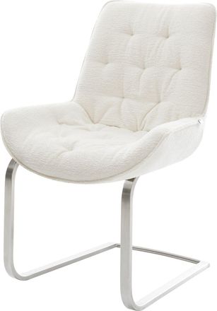 DELIFE Schwingstuhl Taimi-Flex Freischwinger flach Edelstahl Bouclé Soft Beige