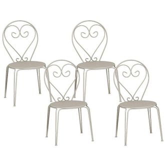Vente-Unique Lot de 4 chaises de jardin empilables en m&eacute;tal fa&ccedil;on fer forg&eacute; - Beige - GUERMANTES de MYLIA