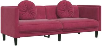 vidaXL Sofa mit Kissen 3-Sitzer Weinrot Samt - Vidaxl