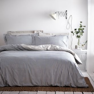 furn. Das Leinen Yard Die Hebden Duvet Set Reversible Streifen-Design - 1 X Pillowcase Inklusive Der Maschine Waschbar - 135 X 200 cm (53 X 79 Zoll), Baumwo