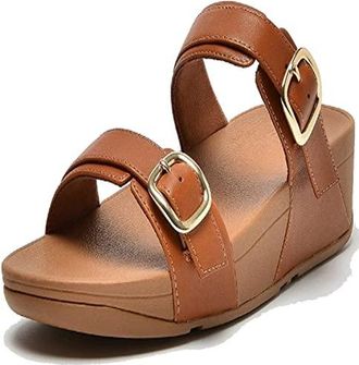FitFlop Femme Lulu Adjustable Leather Slides Sandale Glissante, Bronzage Clair, 39 EU