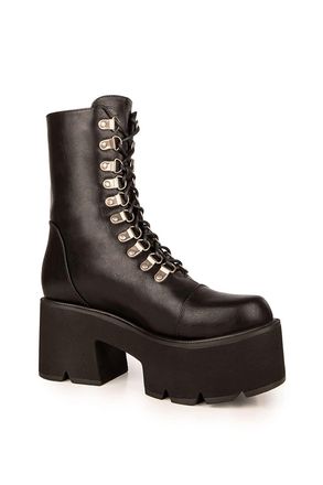 Lamoda Damen Auroa Mid Calf Boot, Black Pu, 41 EU