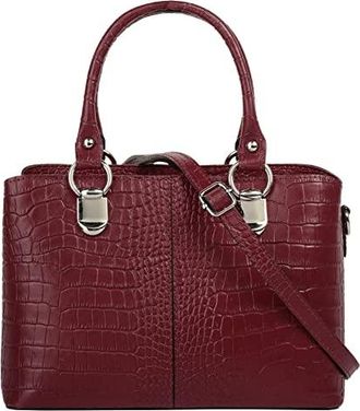 Cluty Sac &agrave; bandouli&egrave;re Damen echt Leder | Fabriqu&eacute; en Italie, sac &agrave; main aspect crocodile, sac &agrave; bandouli&egrave;re pour femme, sac &agrave; poign&eacute;e &eacute;l&eacute;gante 021374