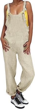Generic Combinaison Salopette Taille Salopette Plus Romper D&eacute;contract&eacute;e Playsuit Femme L&acirc;che Jumpsuit Baggy Femme(Light Gray, XXXXL)