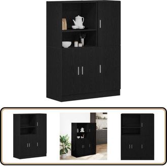 vidaXL 2-tlg. Küchenschrank-Set Schwarz Holzwerkstoff - Vidaxl