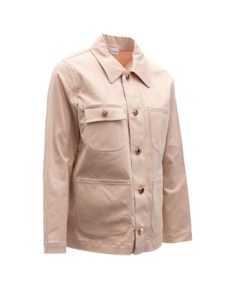 Valentino Garavani Women Beige Cotton Denim Jacket Clothing