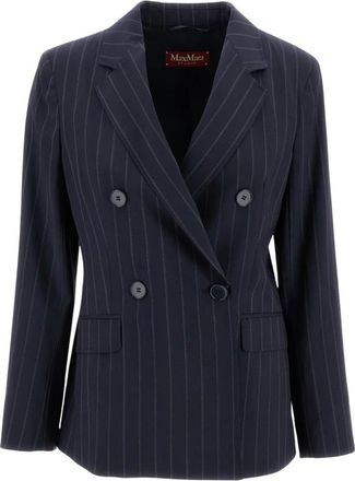 Max Mara Femme, Vestes, Bleu, Taille: 40 FR Blazer en laine &agrave; rayures