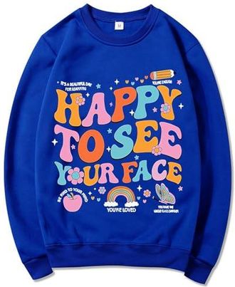 Generic Sweat-shirt pour femme - Imprim&eacute; graphique britannique - Haut surdimensionn&eacute; - Col rond - Manches longues - Automne - Hiver - D&eacute;contract&eacute; - Confortabl