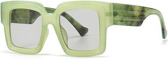 Generic Lunettes de soleil surdimensionnées vertes pour femme - Lunettes rétro pour homme - Jambes larges, 4, Taille unique