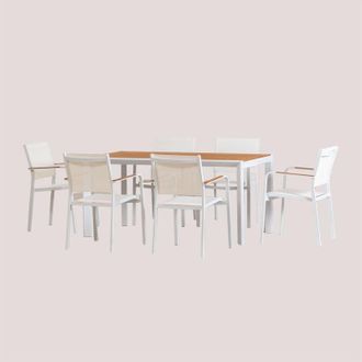 Sklum Classic rechteckiges Tischset (160 x 90 cm) und 6 Archer-Gartenst&uuml;hle Gardenia Wei&szlig;