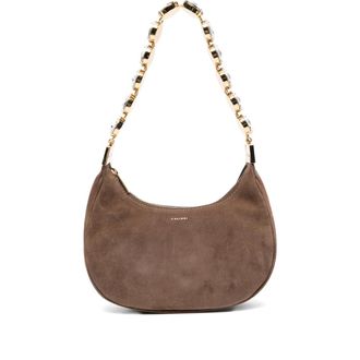 L'Alingi Crystal-embellished Suede Shoulder Bag
