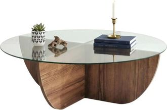 Dmora Wohnzimmertisch Phoebe, Niedriger Wohnzimmertisch, Kaffeeregal, Couchtisch f&uuml;r Sofa, 90x90h30 cm, Nussbaum